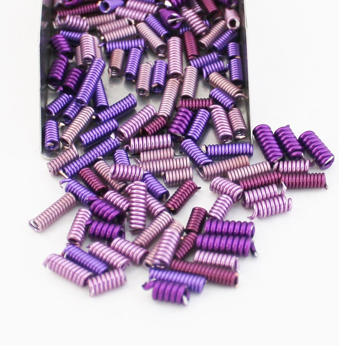 Colorful Purple Tube Beads Jewelry Supplies Set of 20 Coiled Wire Tubes ...