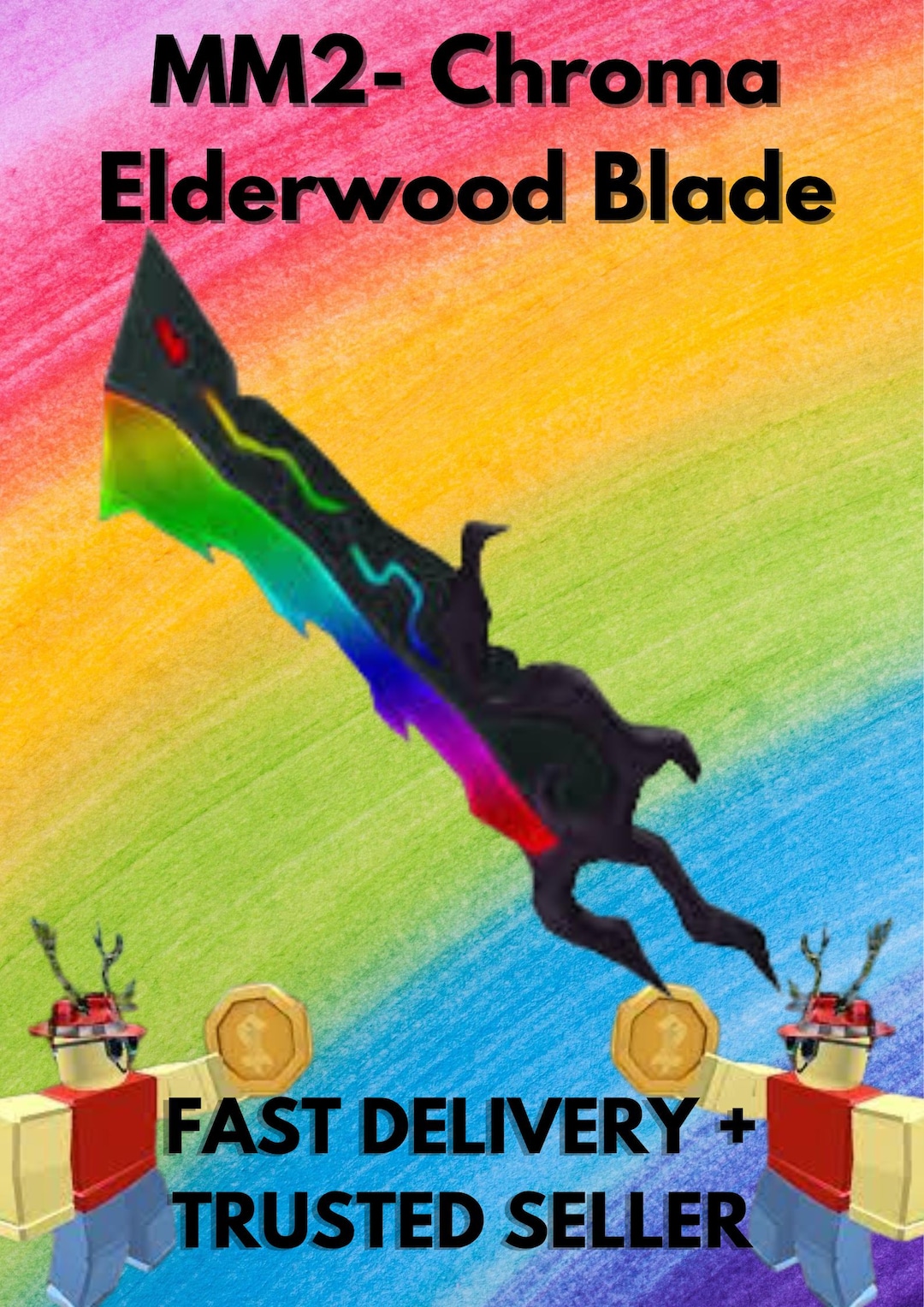 Chroma Elderwood Blade - MM2 Roblox Knife - Etsy