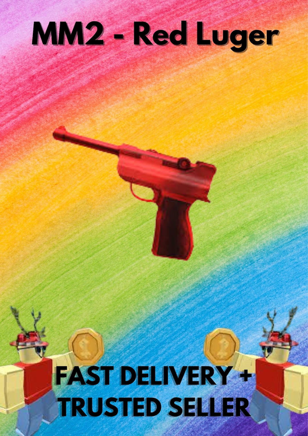 Red Luger MM2 Roblox Gun - Etsy