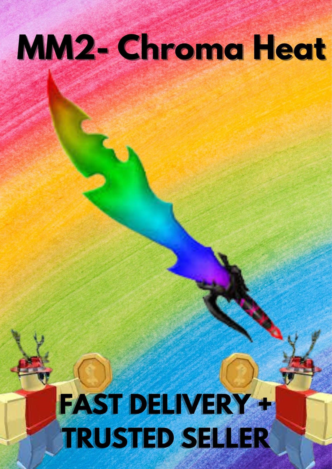 Chroma Heat - MM2 Roblox Knife - Etsy
