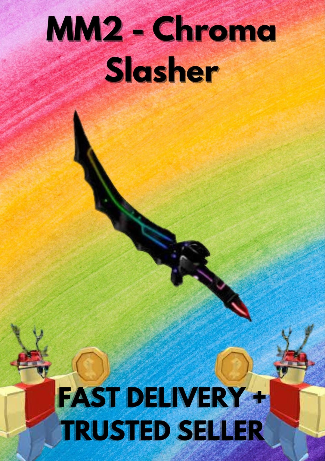 Chroma Slasher - MM2 Roblox Knife - Etsy