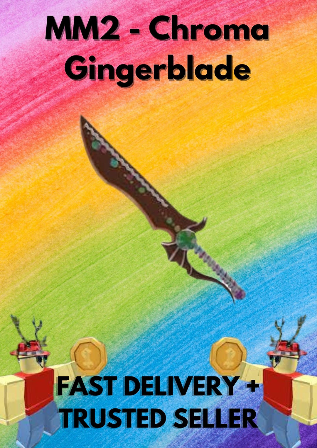 Chroma Gingerblade MM2 Roblox Knife - Etsy