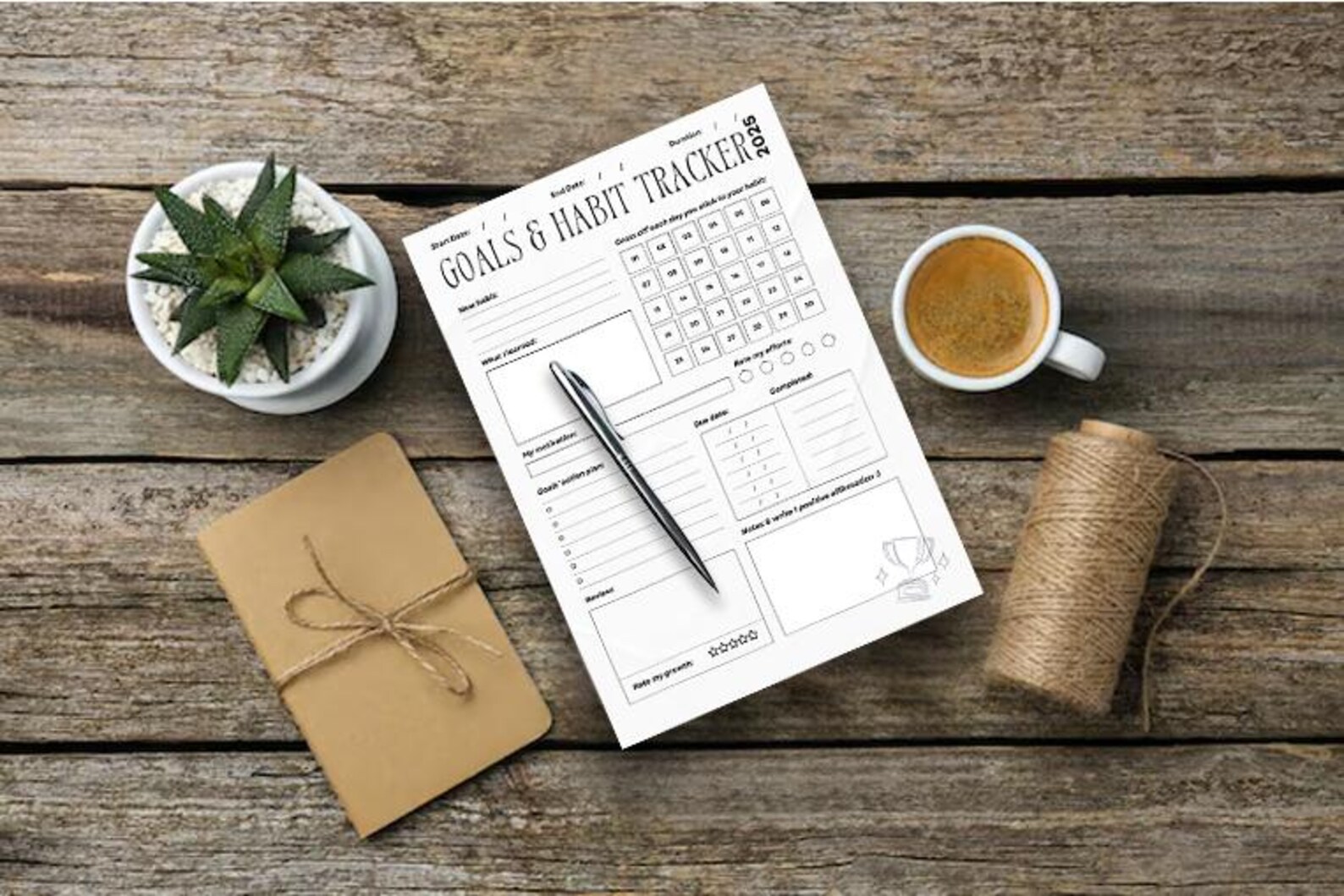 Goals and Habit Tracker 2025, Printable, Instant Download, Minimal ...