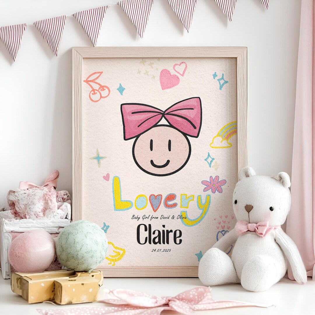 Custom Baby Name Print, Personalised Newborn Baby Birth Gift, New Baby ...