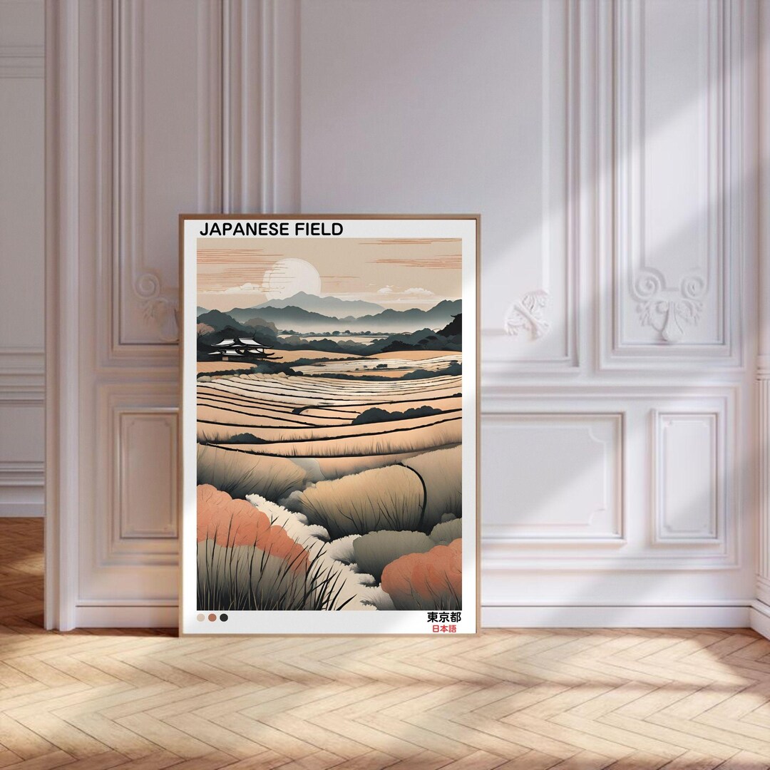 Japanese Fields Poster, Japandi Abstract Art Print, Japanese Wall Art ...