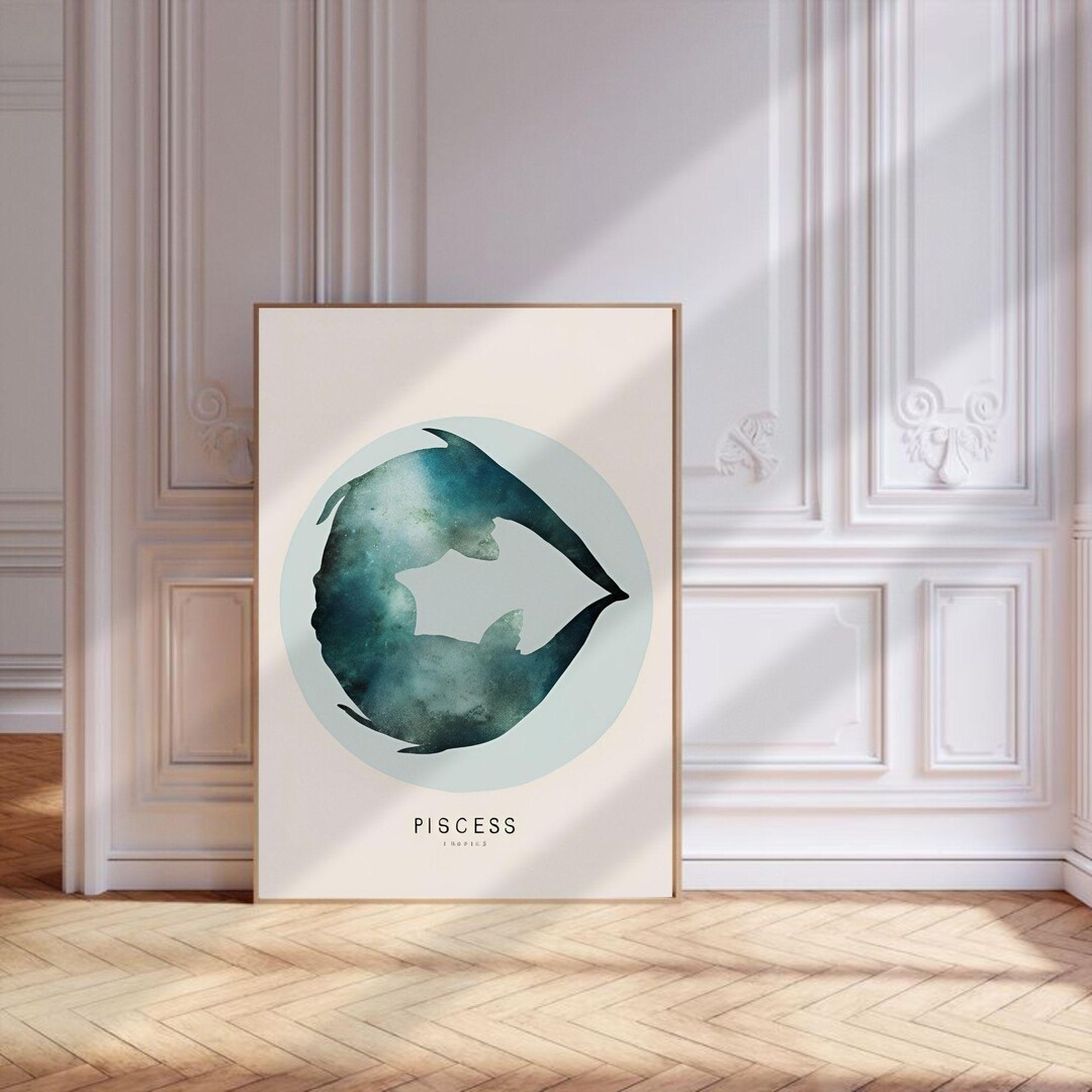 Pisces Wall Art, Pisces Zodiac Gift, Retro Wall Decor, Zodiac Pisces ...