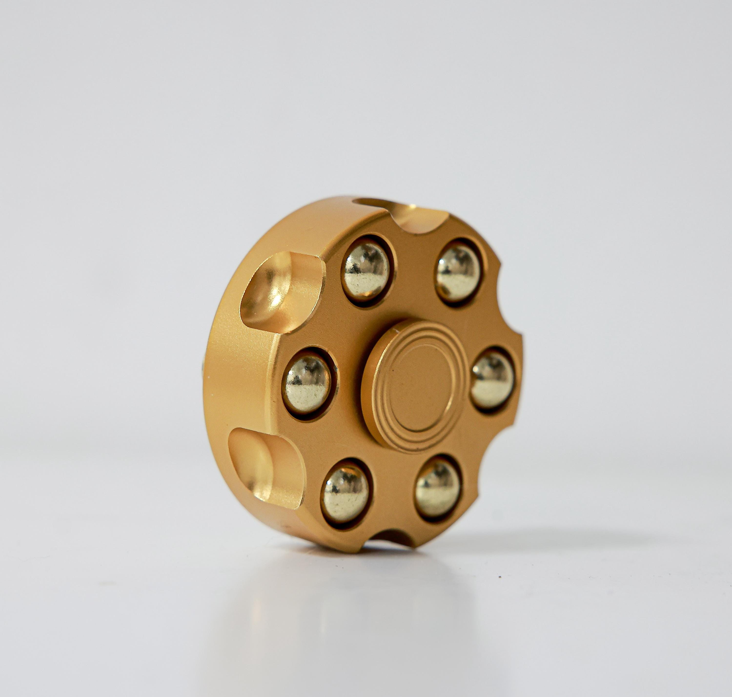 Revolver Chamber Brass Fidget Spinner, Unique 6 Detachable Bullets ...