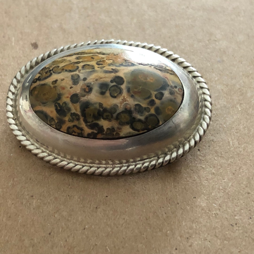 Vintage Adan Alvarado Brooch/pin Leopard Skin Jasper 925 Silver - Etsy