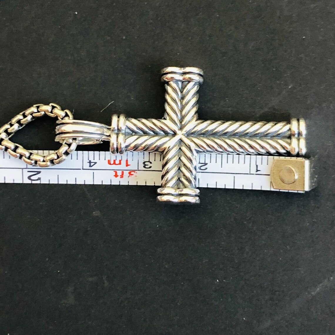 David Yurman Chevron Cross Necklace Sterling Silver 925 26 2.7mm Box ...