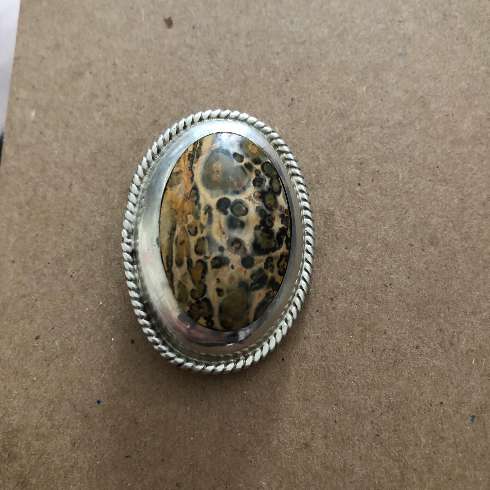 Vintage Adan Alvarado Brooch/pin Leopard Skin Jasper 925 Silver - Etsy