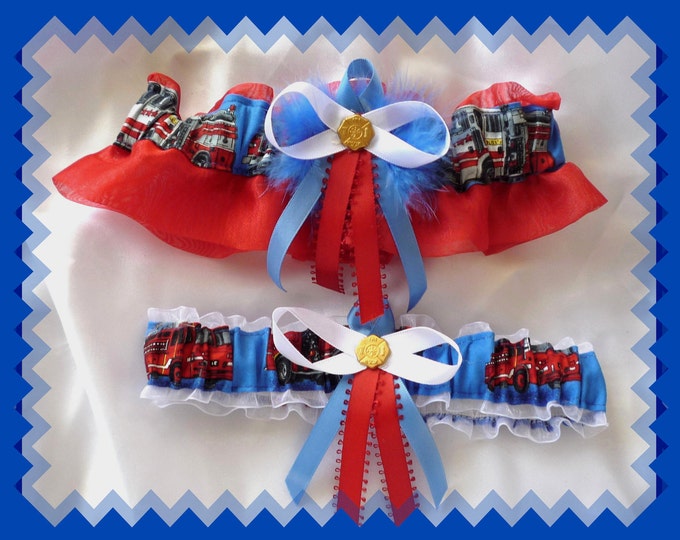 Firefighter Fireman Wedding Garter Set W Firefighter Gold - Etsy