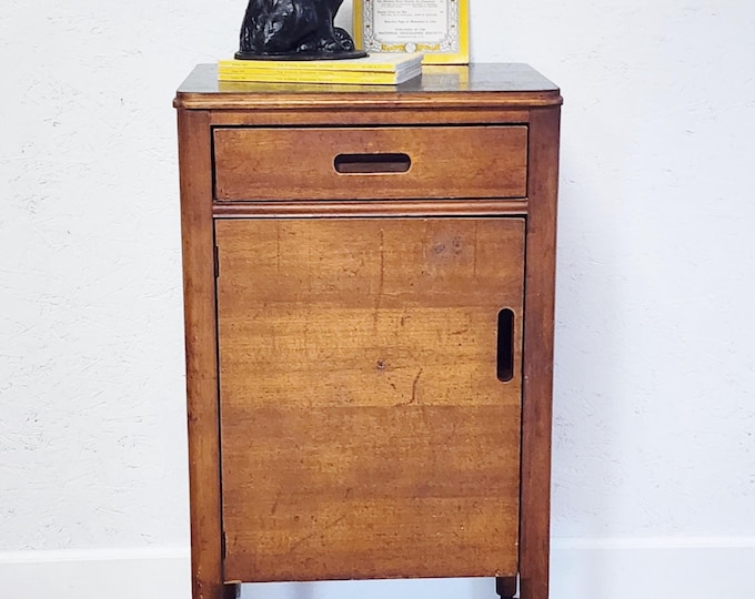 Hill-rom Wood Medical Cabinet-rolling Antique Industrial Utility Table ...
