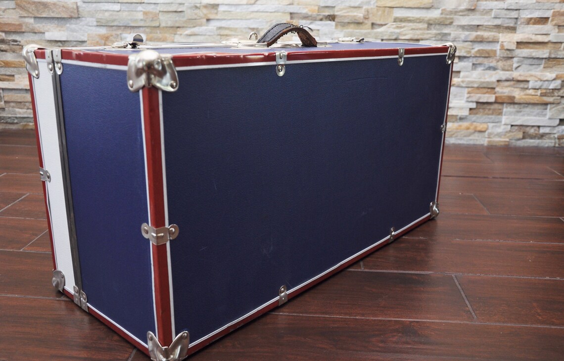 Vintage Red White & Blue TRUNK W/key-retro Metal USA Steamer | Etsy