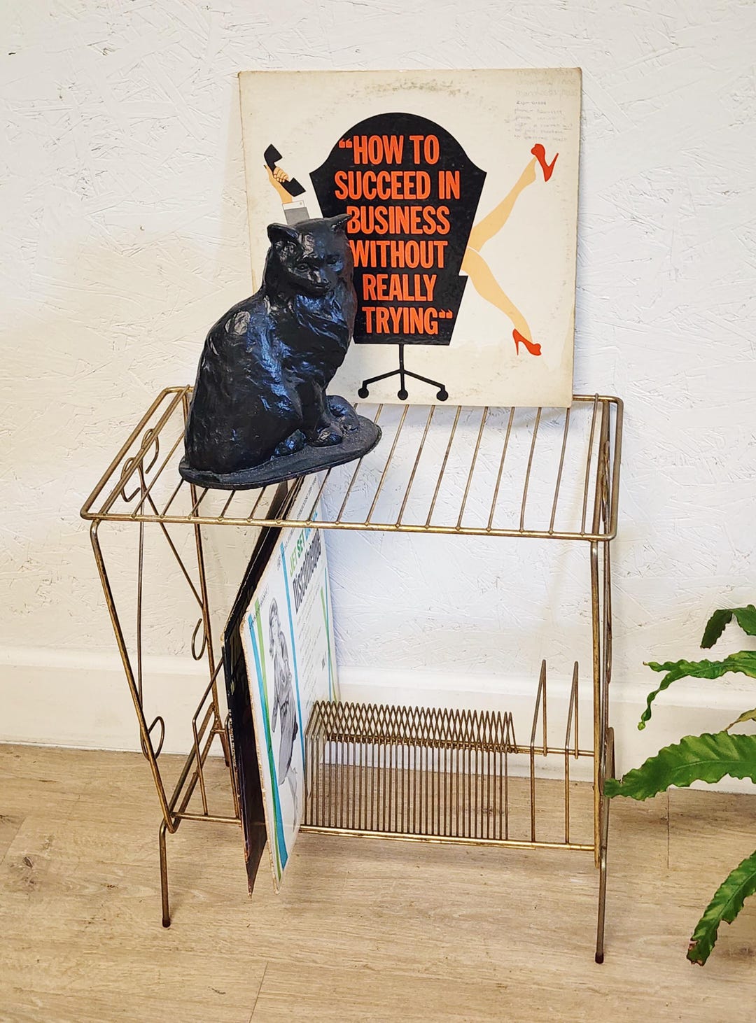 MCM Gold Wire Stereo Rack Table, Record Player Storage Rack Table ...