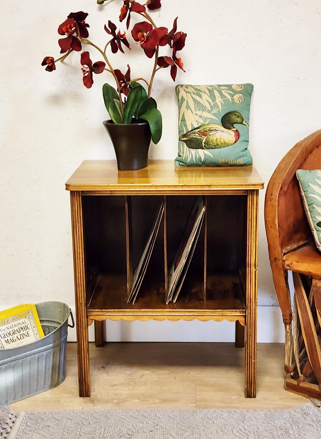 Antique Album Storage Table-rustic Wood Record Album Cabinet-primitive ...
