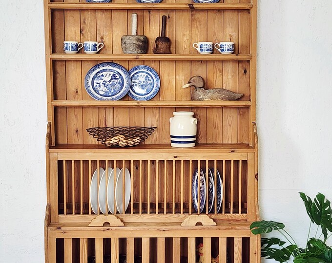 Vintage Pine Chicken Coop Kitchen Hutch-sleigh Foot Irish Coop Dresser ...
