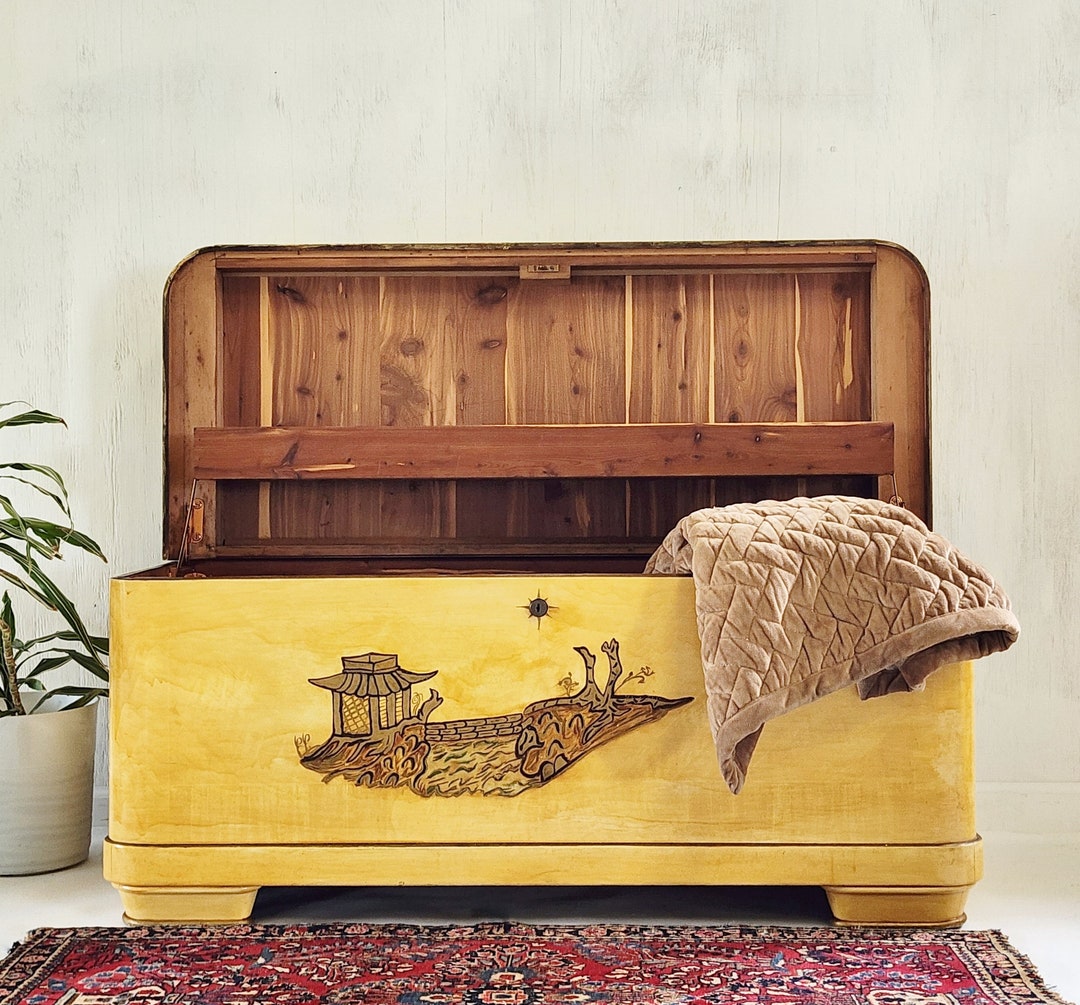 Art Deco Waterfall Cedar Chest-caswell Runyon Chinoiserie Chest-vintage ...