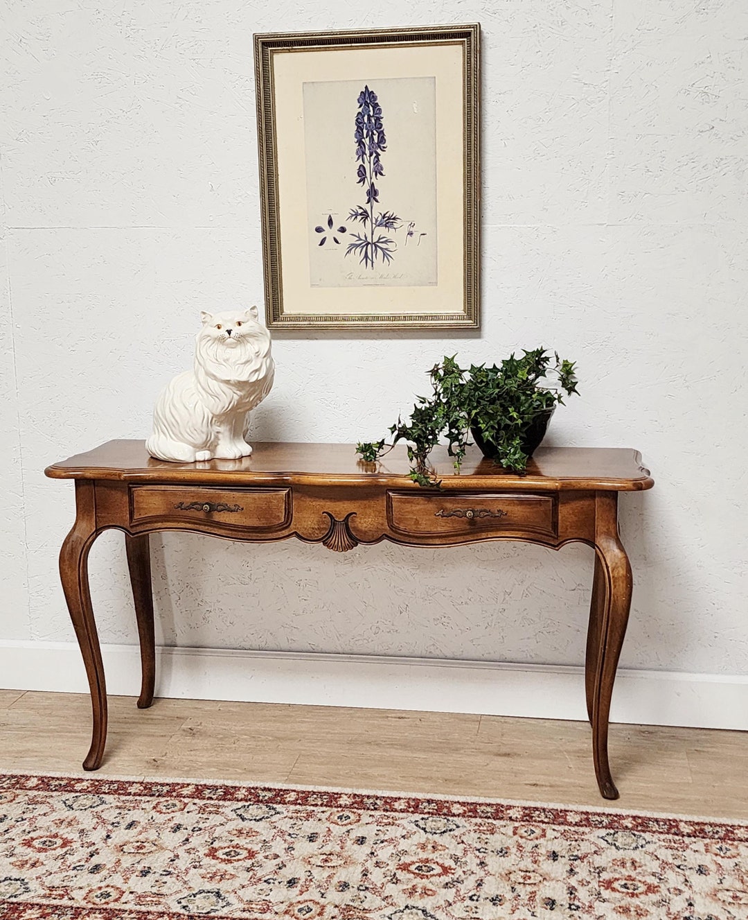 Ethan Allen Country French Console Table, Vintage Farmhouse Sofa Table ...