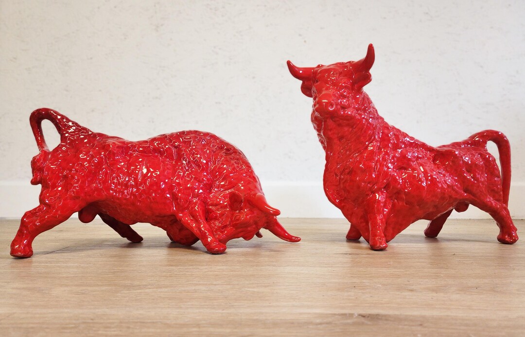 MCM Red Ceramic Bull-choice of Two-vintage LARGE Royal Haeger Style ...