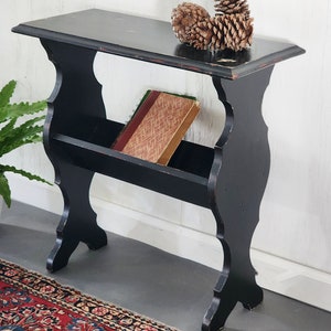 Rustic Black Chippy Wood Bookshelf Side Table-shabby Distressed Painted ...