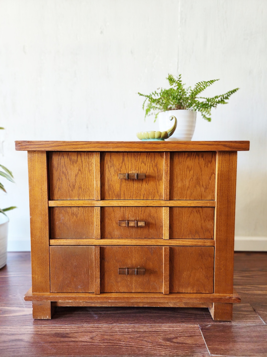 RARE Robert Sonneman MISSION STYLE Nightstand urban Primitive Oak End ...
