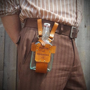 Personalised Leather Holder and Hip Flask, Alcohol Flask, Steampunk ...