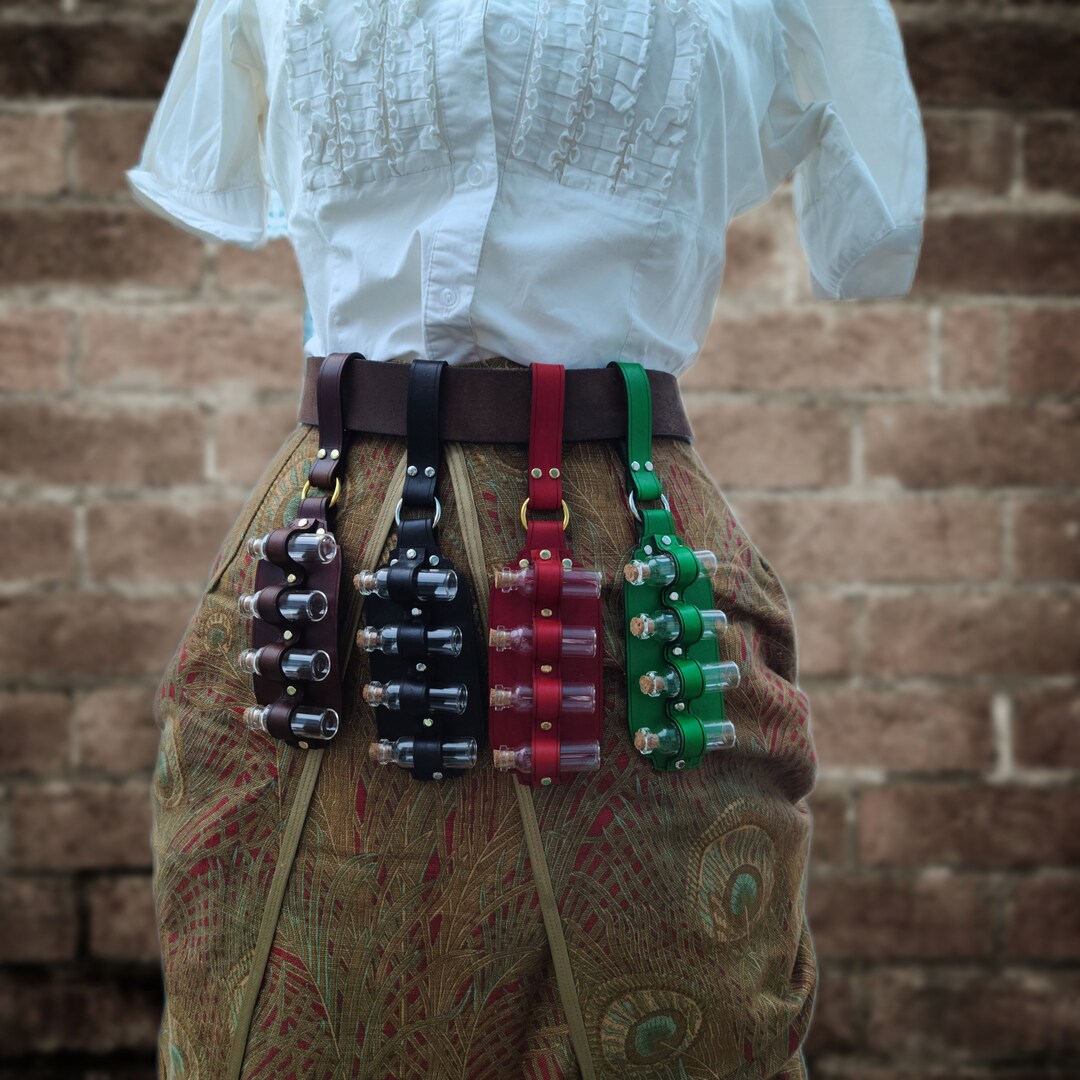 Leather Belt Hanger With Bottles, Steampunk Accessory, Costume ...
