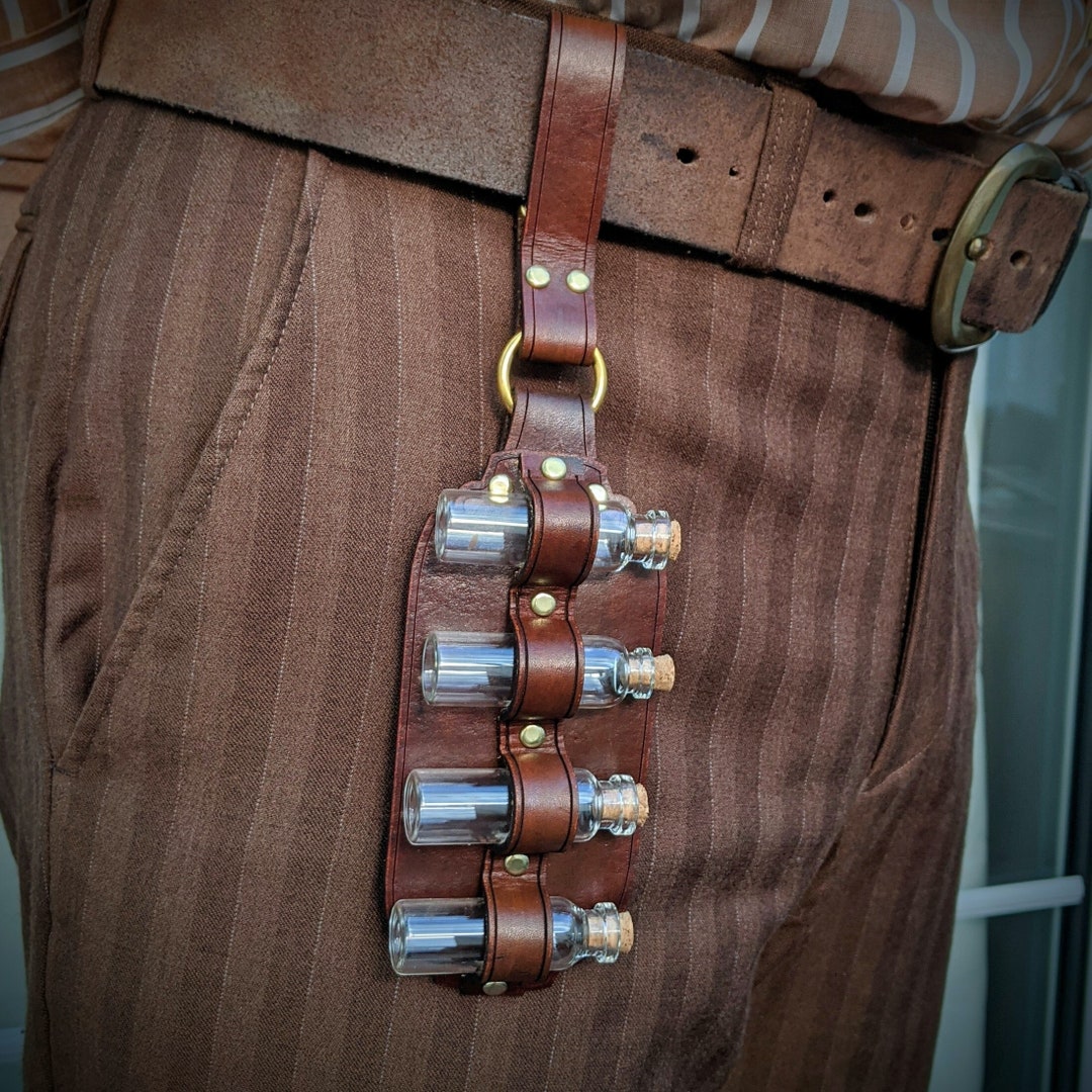 Leather Belt Hanger With Bottles, Steampunk Accessory, Costume ...