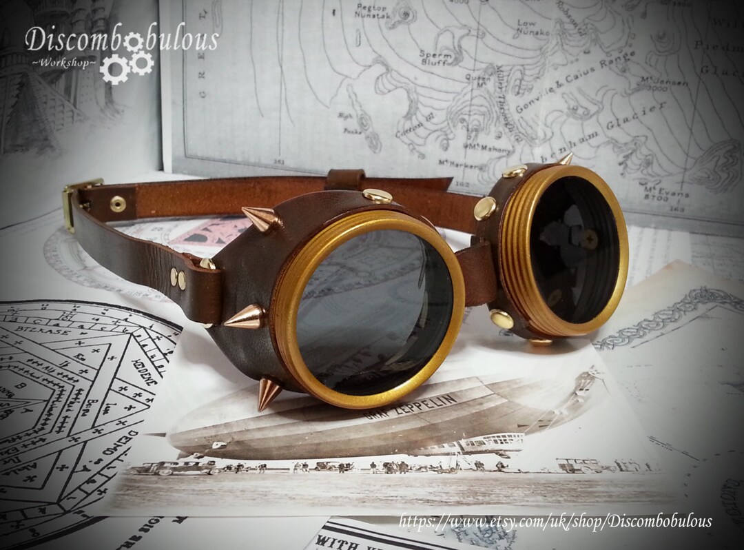 Goggles With Spikes, Real Leather With a Choice of Coloured Lenses ...