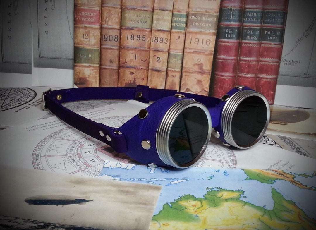 Purple Goggles Made From Real Leather With a Choice of Coloured Lenses ...