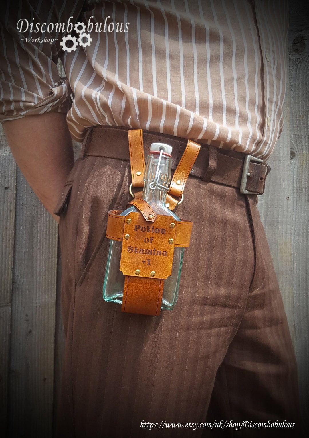 Personalised Leather Holder and Hip Flask, Alcohol Flask, Steampunk ...