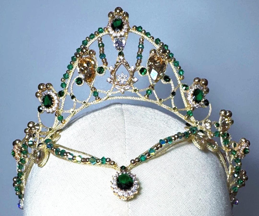 Gamzatti Ballet Tiara: Gold & Green Swarovski Crystals Headpiece - Etsy