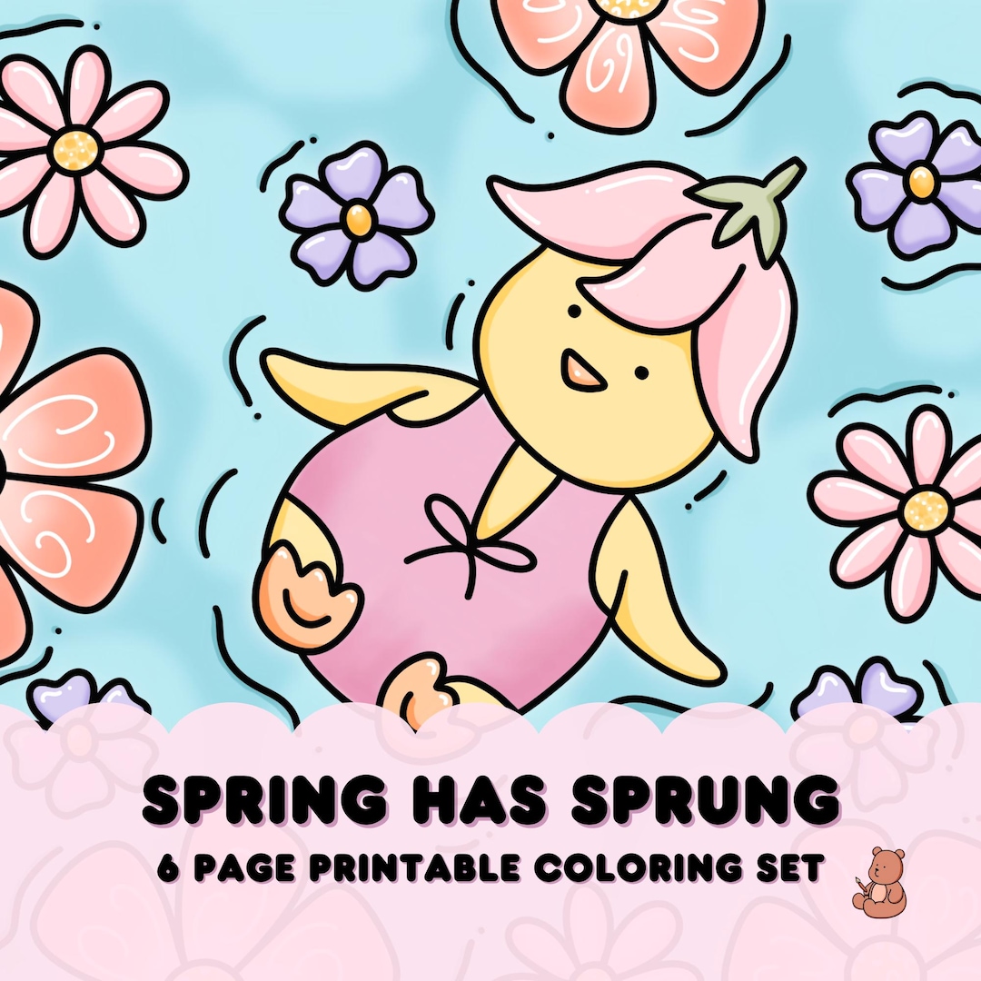 Spring Has Sprung - Digital Coloring Pages Set - Etsy