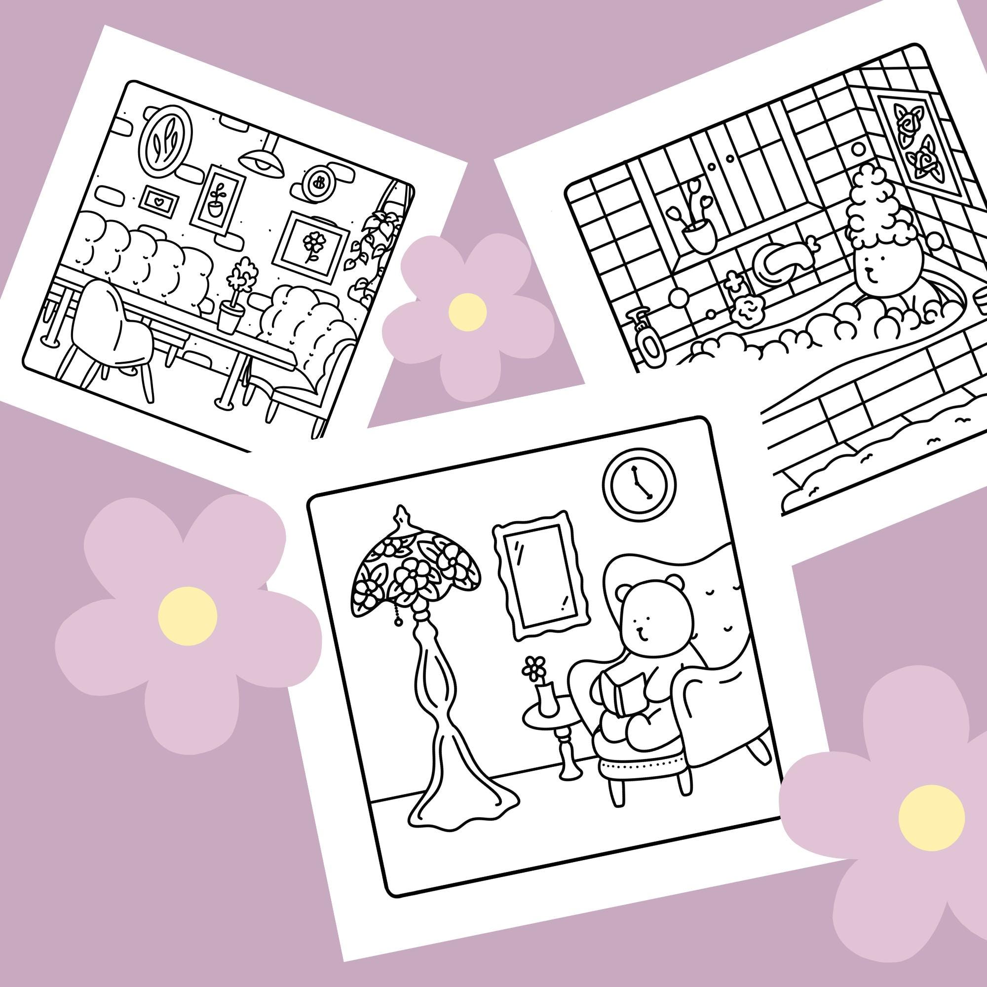 Soft Settings - Digital Coloring Pages Set - Etsy