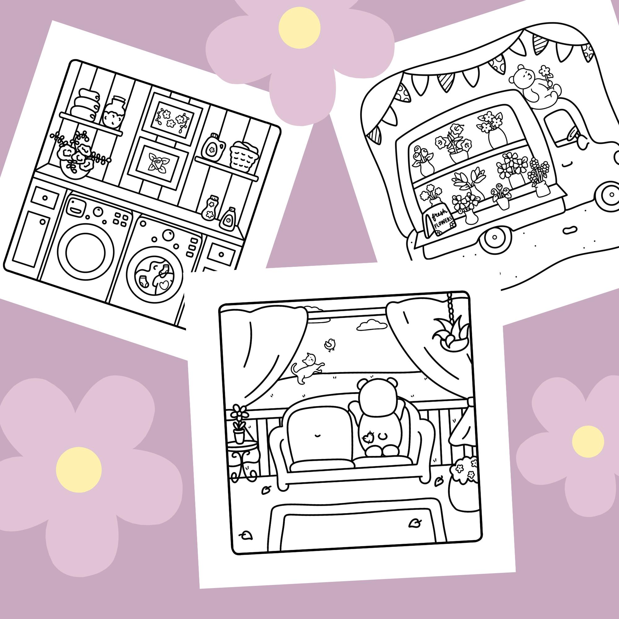 Soft Settings - Digital Coloring Pages Set - Etsy