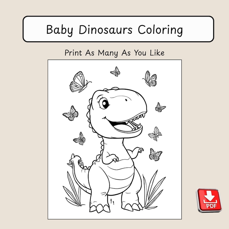 Cute Baby Dinosaurs Coloring Pages for Kids | Mega Dinosaur Activity ...