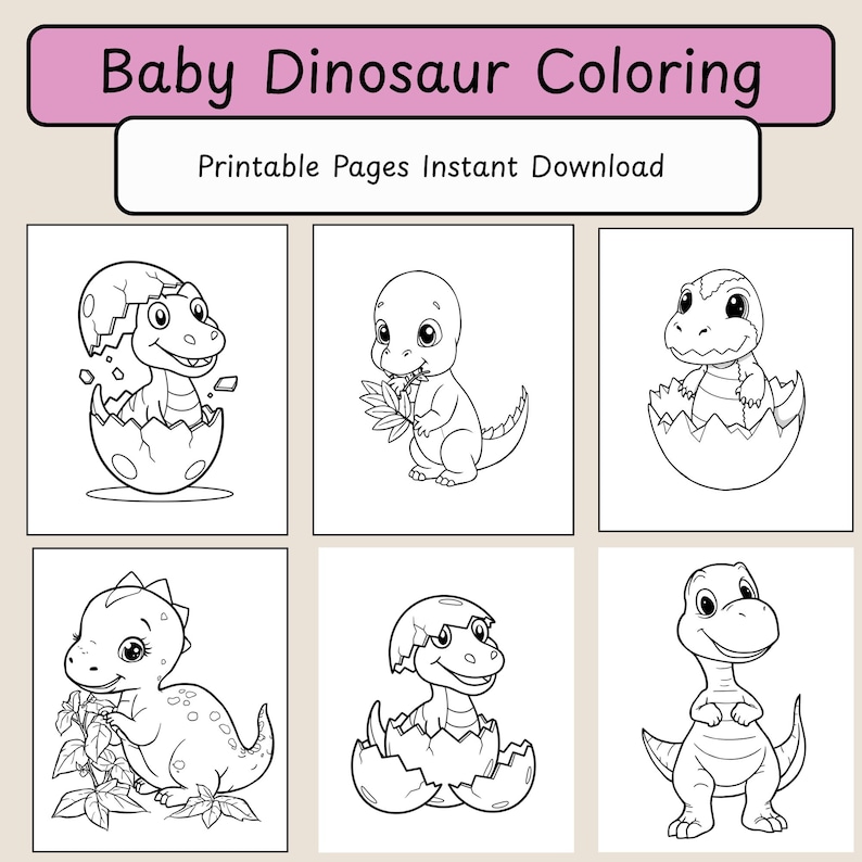 Cute Baby Dinosaurs Coloring Pages for Kids | Mega Dinosaur Activity ...