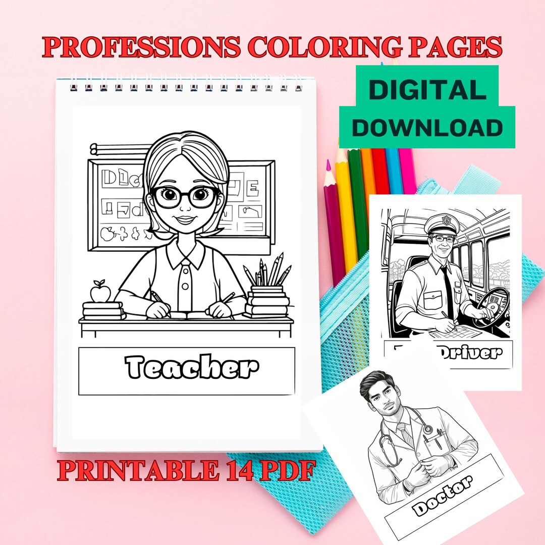Printable Professions Coloring Book for Kids, Jobs & Career Exploration ...