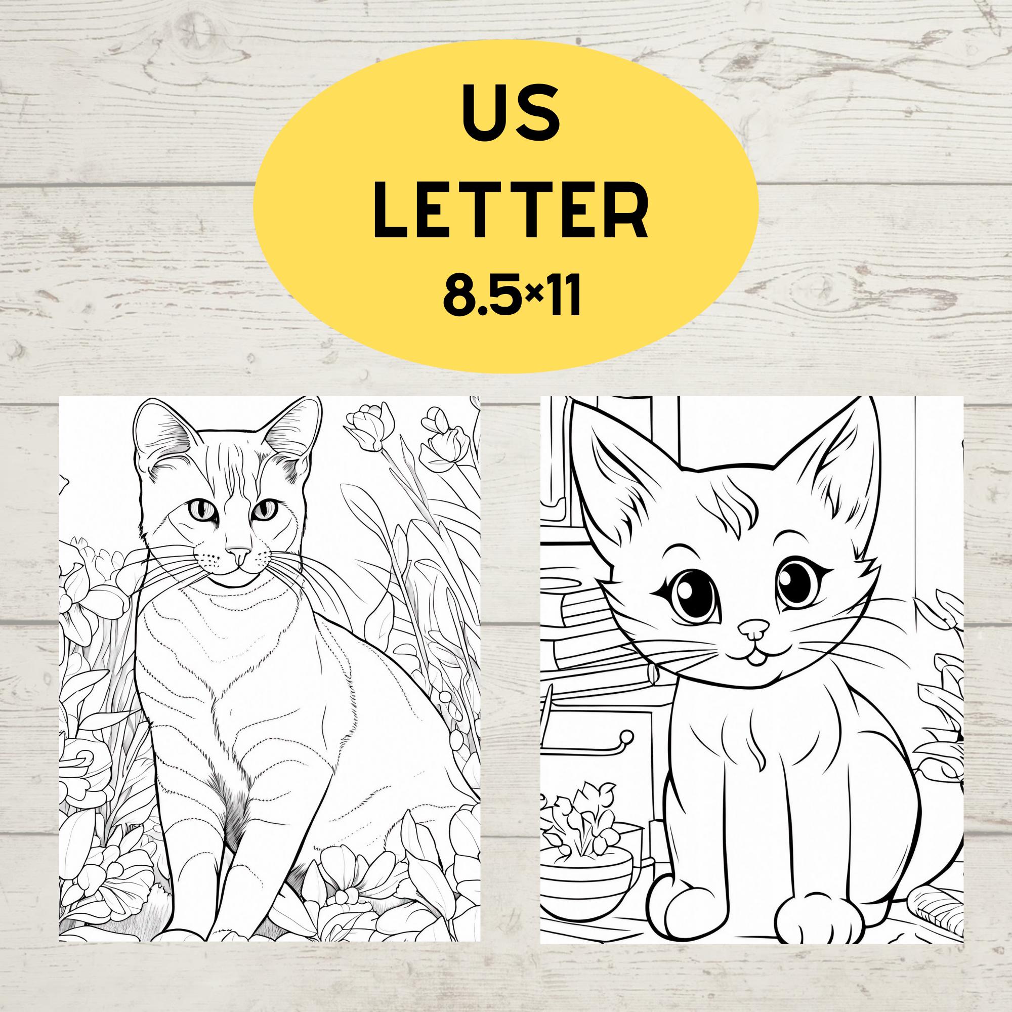 Cat Coloring Pages, Kitten Coloring Worksheets, Printable Coloring Book ...