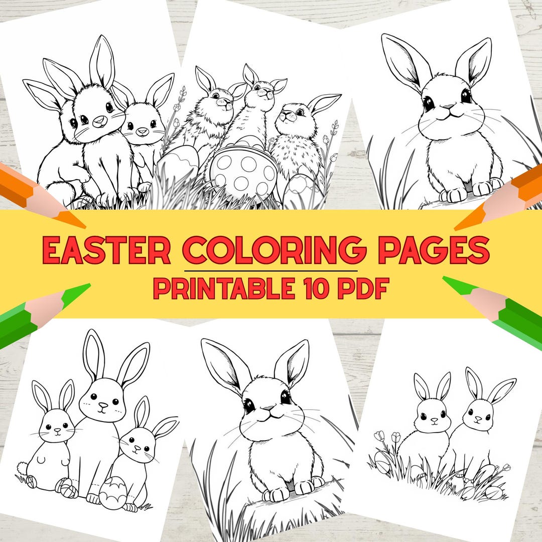 Easter Coloring Pages for Kids, Printable Bunny Sheets, Easter Activity ...