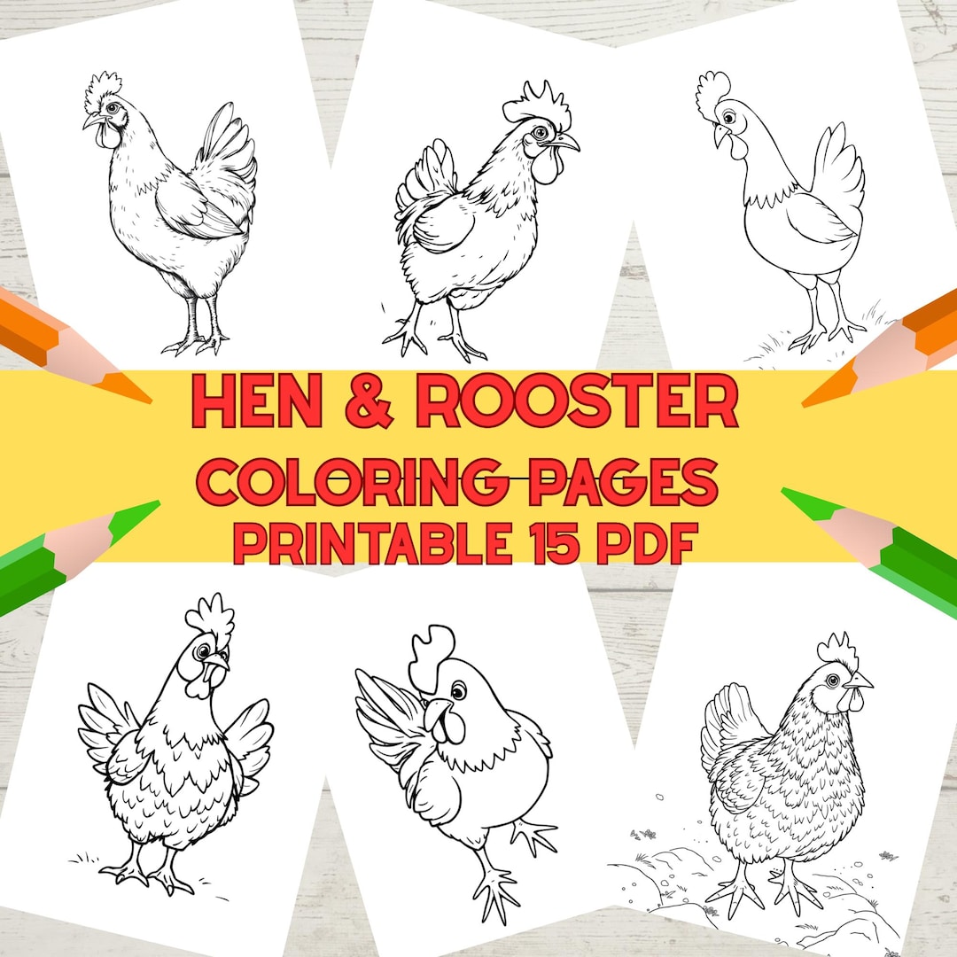 Chicken Coloring Pages for Kids, Printable Farm Animal Coloring Sheets ...