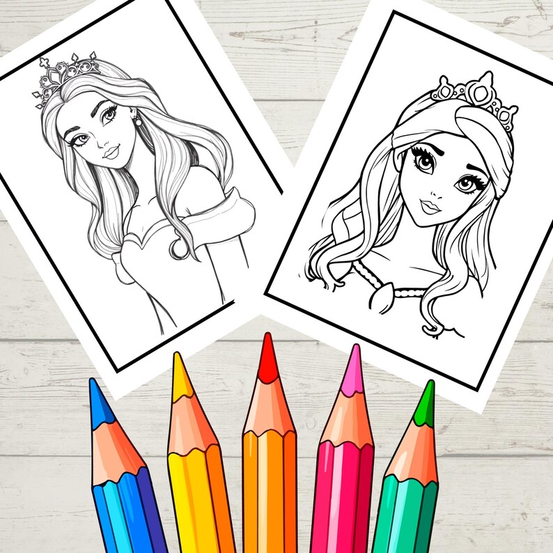 Princess Coloring Pages for Kids, Princess Printables Sheets, Cute ...