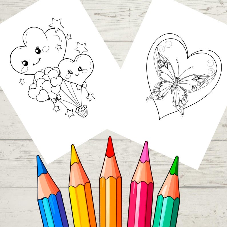 Happy Heart Coloring Pages for Kids, Valentine's Day Printable PDF ...