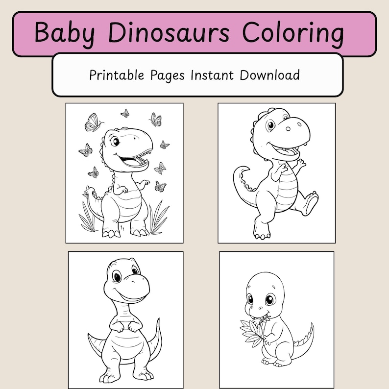 Cute Baby Dinosaurs Coloring Pages for Kids | Mega Dinosaur Activity ...
