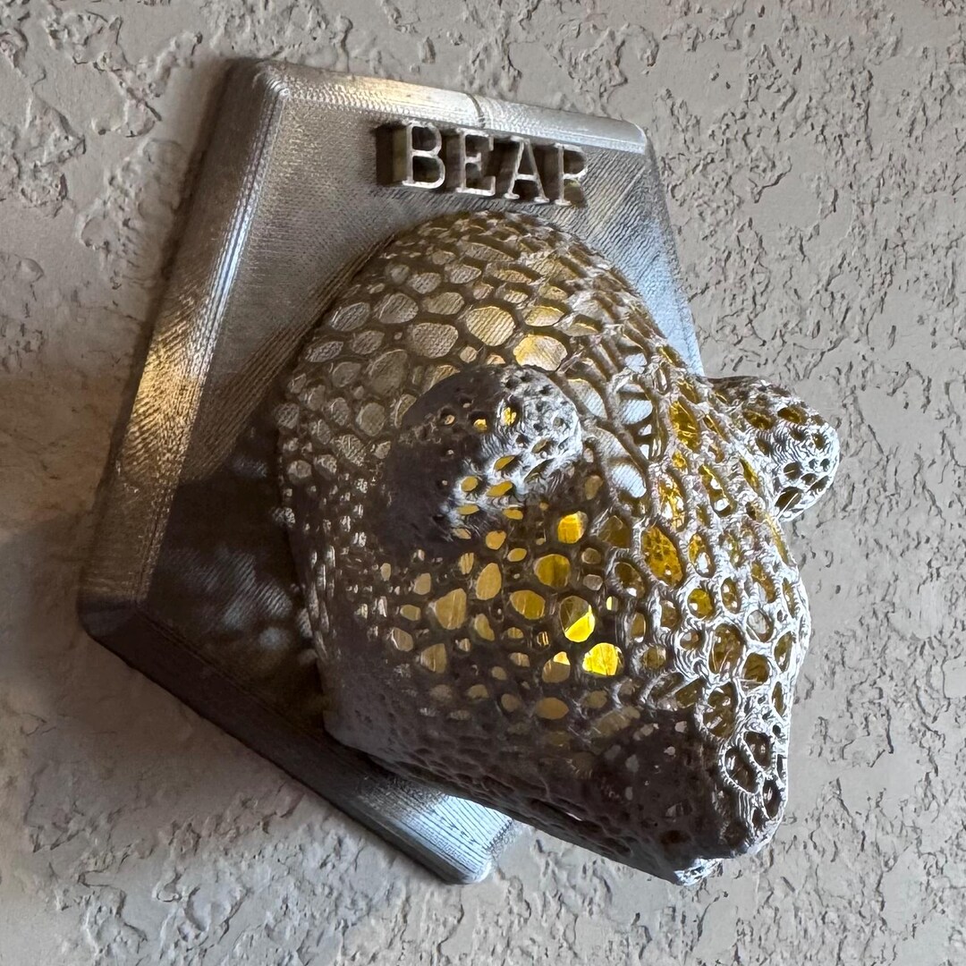 Wireframe Bear Head Mount Plaque [with Spot for Tea Light - Included ...