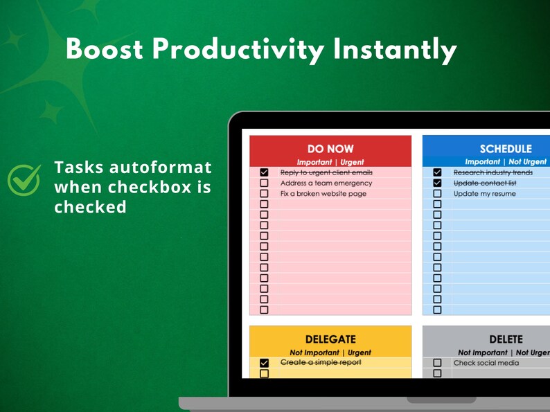 Eisenhower Matrix Template for Google Sheets, Digital Productivity Tool ...