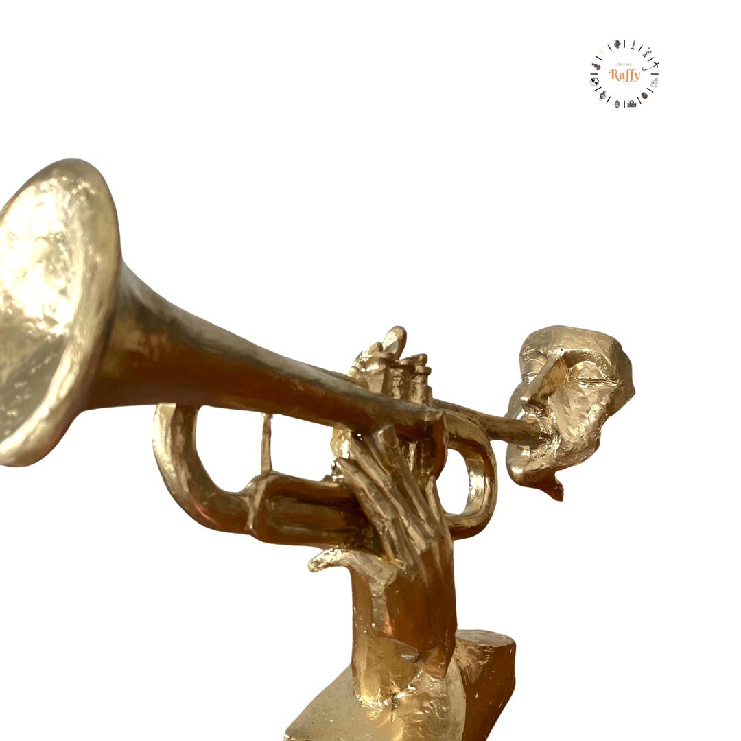 Large Trumpet Artist Sculptures -12 Inches Gold Musician Statue - Music ...