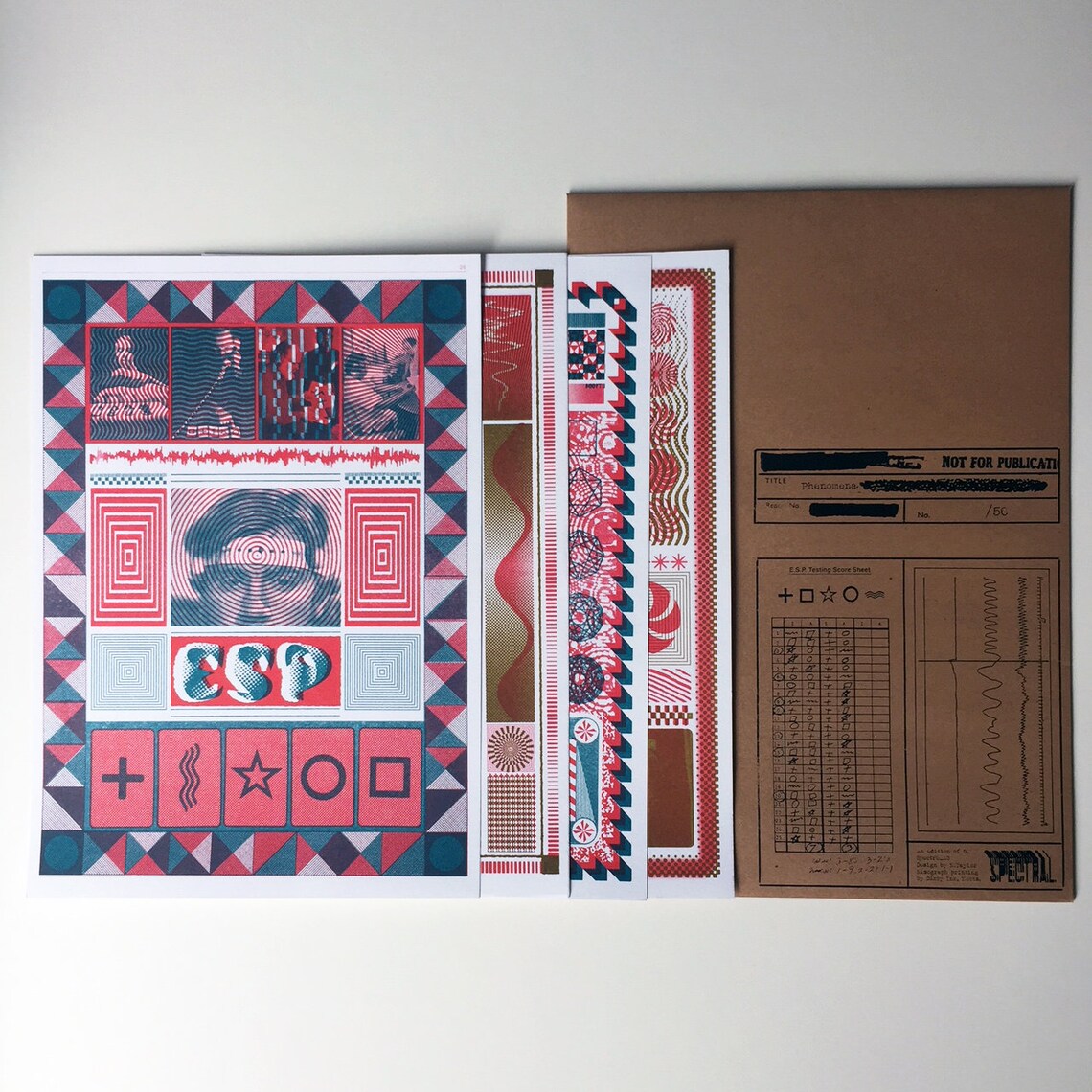 Phenomena Set of 4 Risograph Prints Teal Red and Gold A4 - Etsy