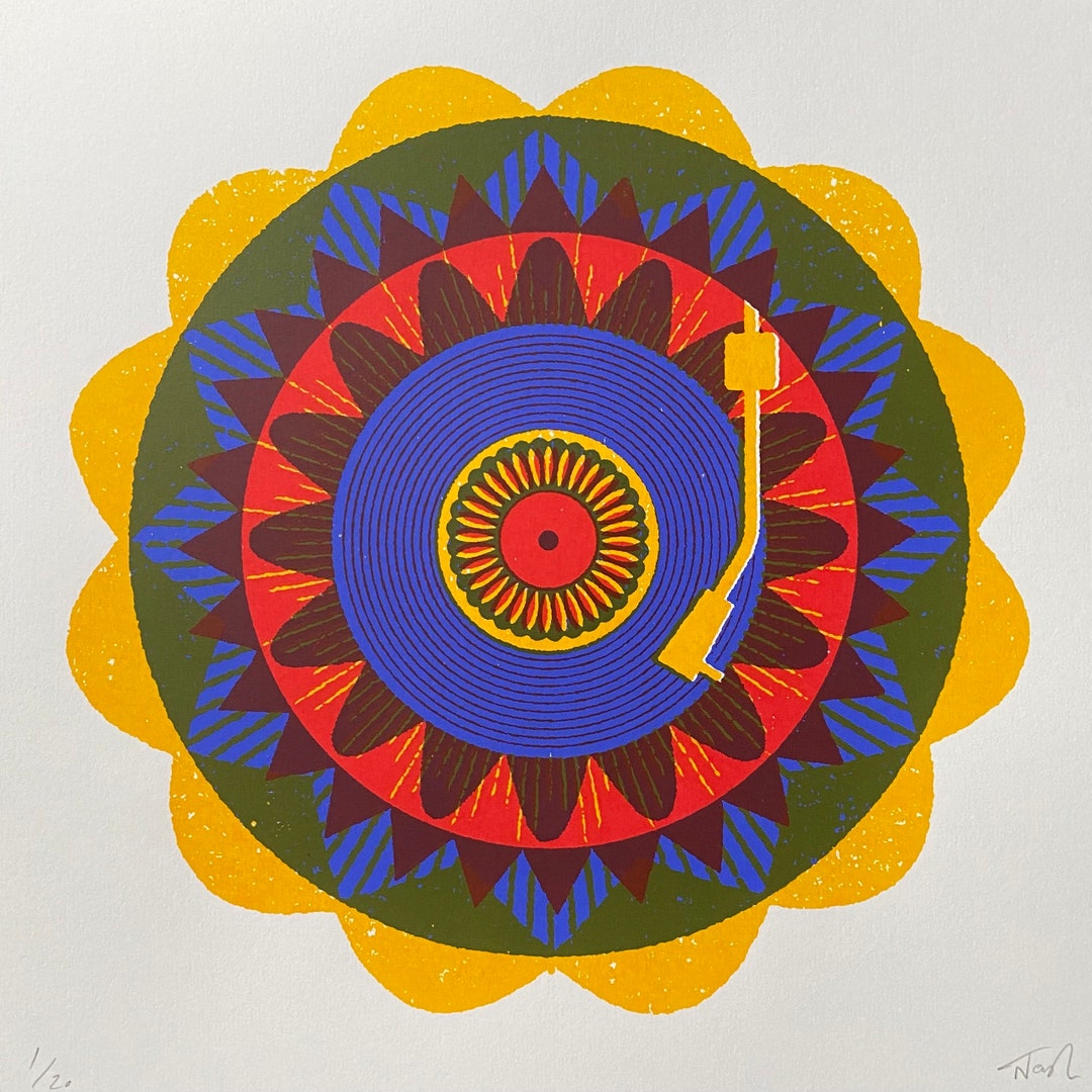 Vinyl Record Mandala Screen Print, Music, Records, Wall Decor, Graphic ...