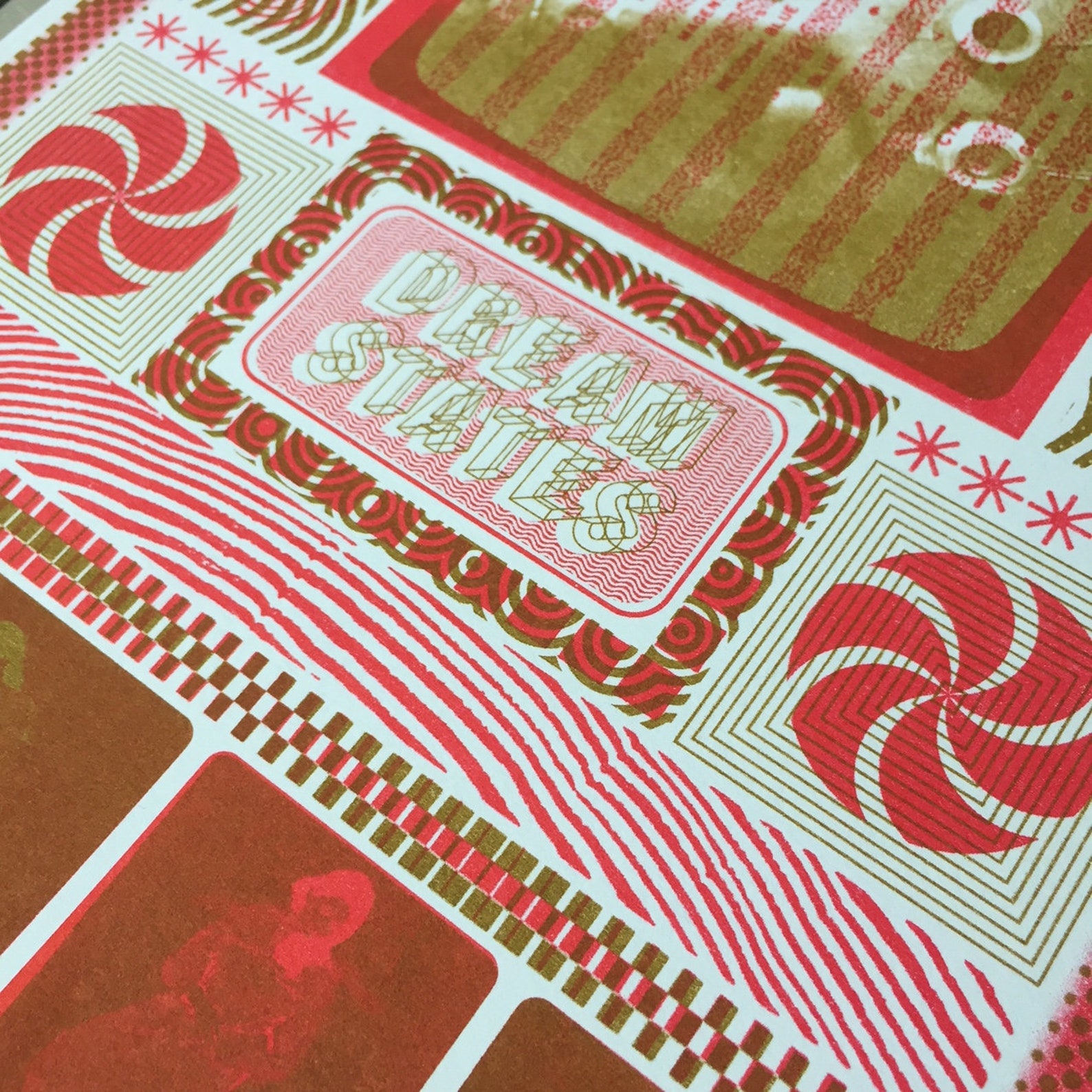 Phenomena Set of 4 Risograph Prints Teal Red and Gold A4 - Etsy